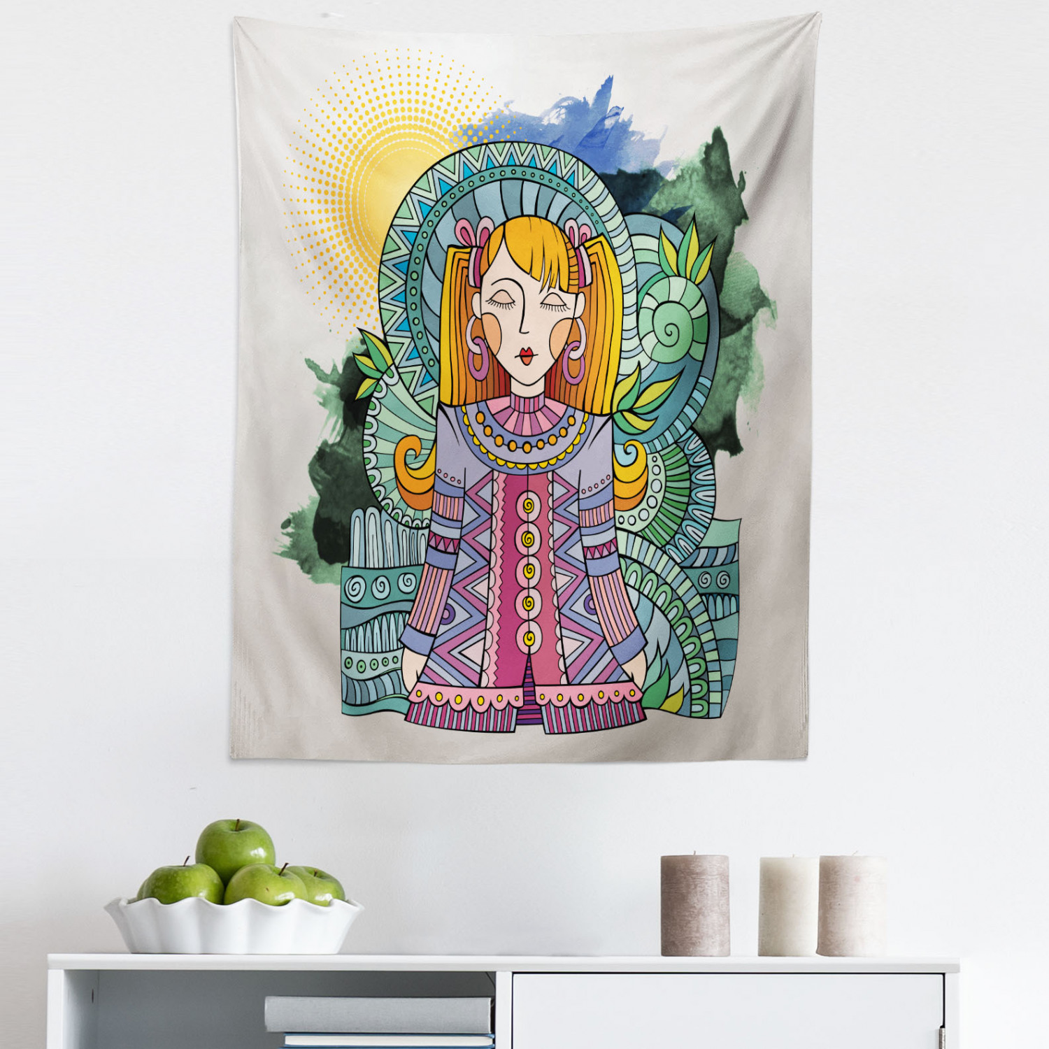 Hippie Tree Tapestry, Unity of the Soul and Body Relaxing Ethnic ...