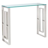 Cortesi Home Laila Console Table in Gold Stainless Steel and Clear ...