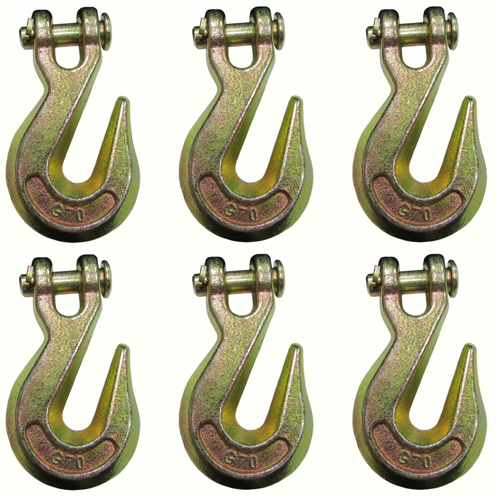 Set of (6) G70 3/8" Clevis Grab Hooks for Wrecker Tow Chain Flatbed ...