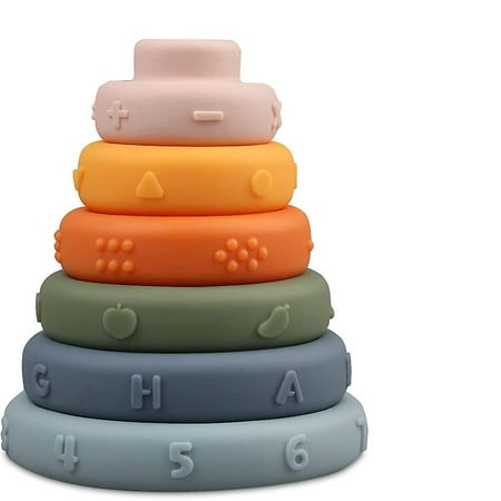 FanShow Toys For Babies, Baby Stacking Rings & Nesting Toys, Silicone ...