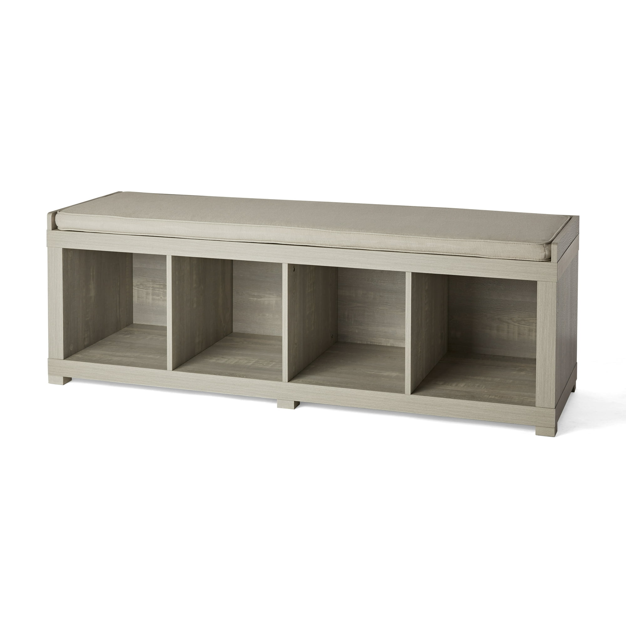 Better Homes & Gardens 4-Cube Storage Organizer Bench, European Oak ...