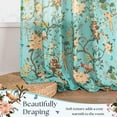 Aqua Blue and Green Linen Floral Bird Curtains 102" Long, Botanical ...
