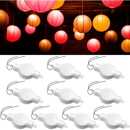 10 Pieces LED Paper Lantern Lights Battery Powered LED Lights Chinese ...