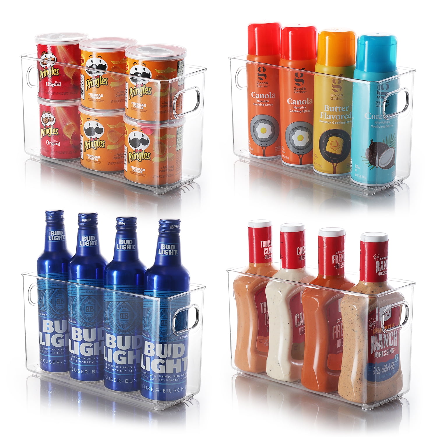 StorageBud Clear Storage Bins ,10.6X3.9X6" Plastic Containers,4 Pack ...