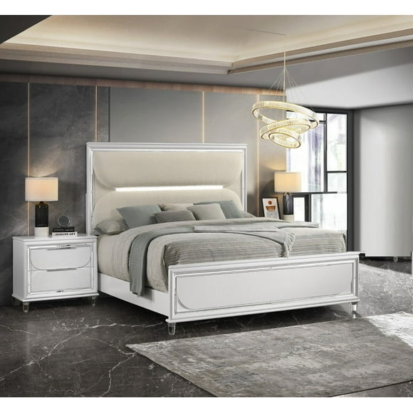 White Bedroom Set Led Lights