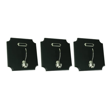 Classic Black Wood and Chrome Square Wall Hook Set of 3 Bedroom ...