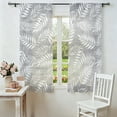 Ash Fronds Sheer Curtains for Living Room Bedroom, Gray Silver Slate ...