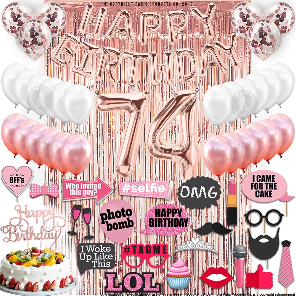 74th Birthday Decoration Rose Gold, 74 Party Supplies Decoration, 74th ...