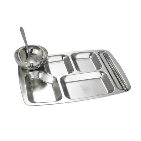 Stainless Steel Segmented Trays Divided Plate Meal Tray Food Serving ...