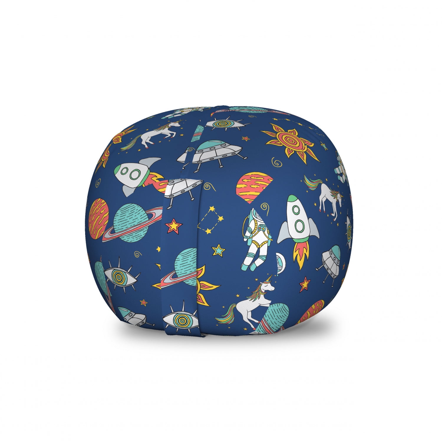 Outer Space Storage Toy Bag Chair, Print of Unicorn Along Planets UFO ...
