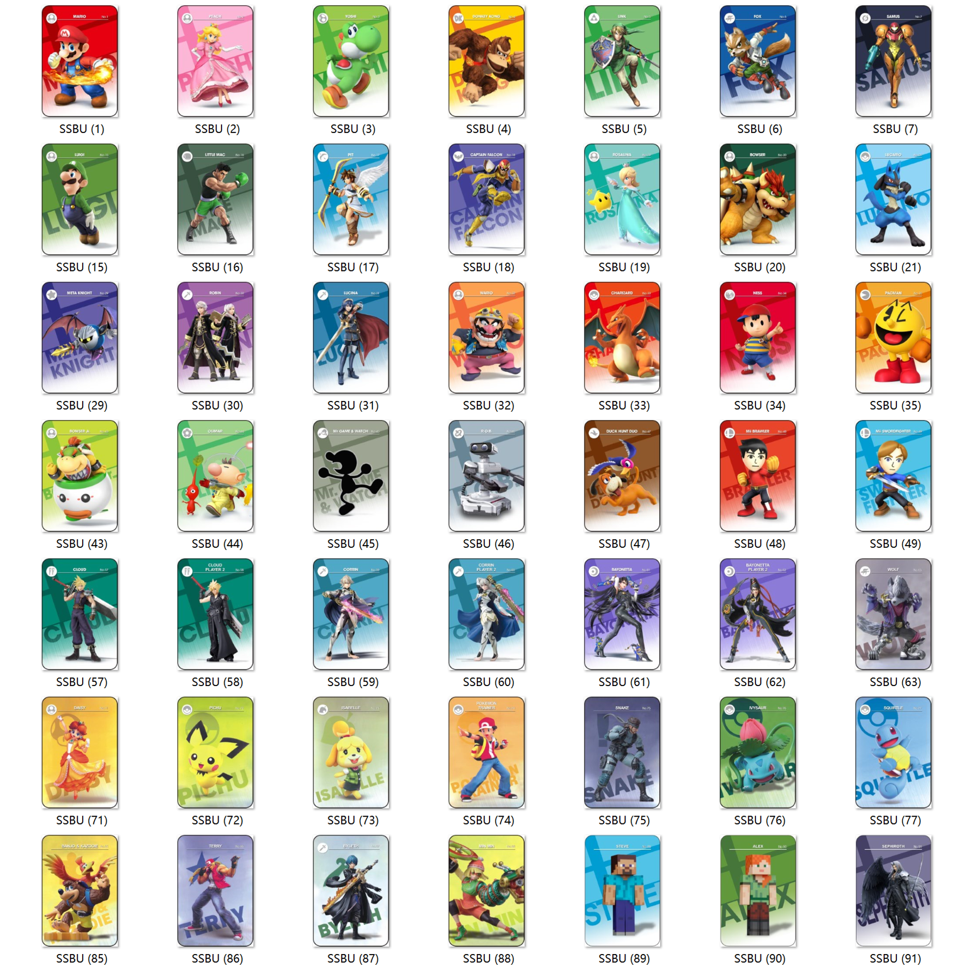 Full Series 94 Pcs Super Smash Bros Amiibo Cards for Switch Games Super Smash Bros Ultimate. Walmart