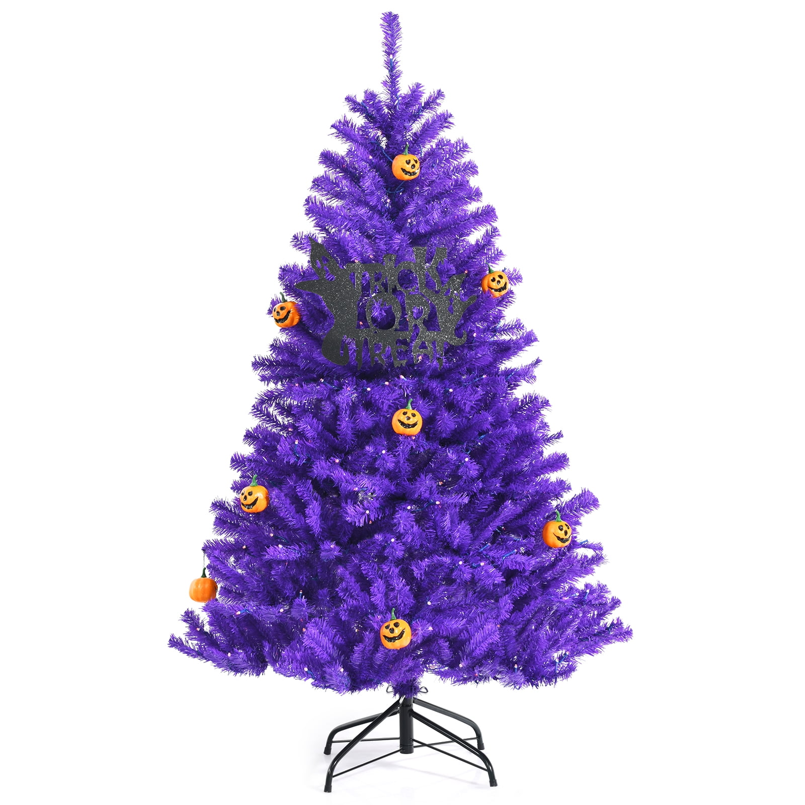 Topbuy 5Ft Artificial Purple Christmas Tree, Prelit Purple Halloween ...