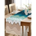 Burlap Table Runner 90 Inches Long, Watercolor Gradient Waves Non-Slip ...