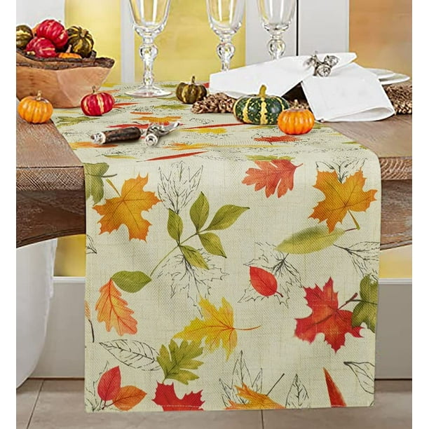Maple Leaf Table Runner, Fall Thanksgiving 13"*72" inches Table Runner ...