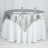 "Efavormart 60"" SILVER Satin Square Tablecloth Overlay - Topper Cover ...