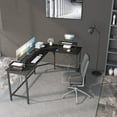CubiCubi L-Shaped Desk with PC Stand, Small Table & Fabric Drawer ...