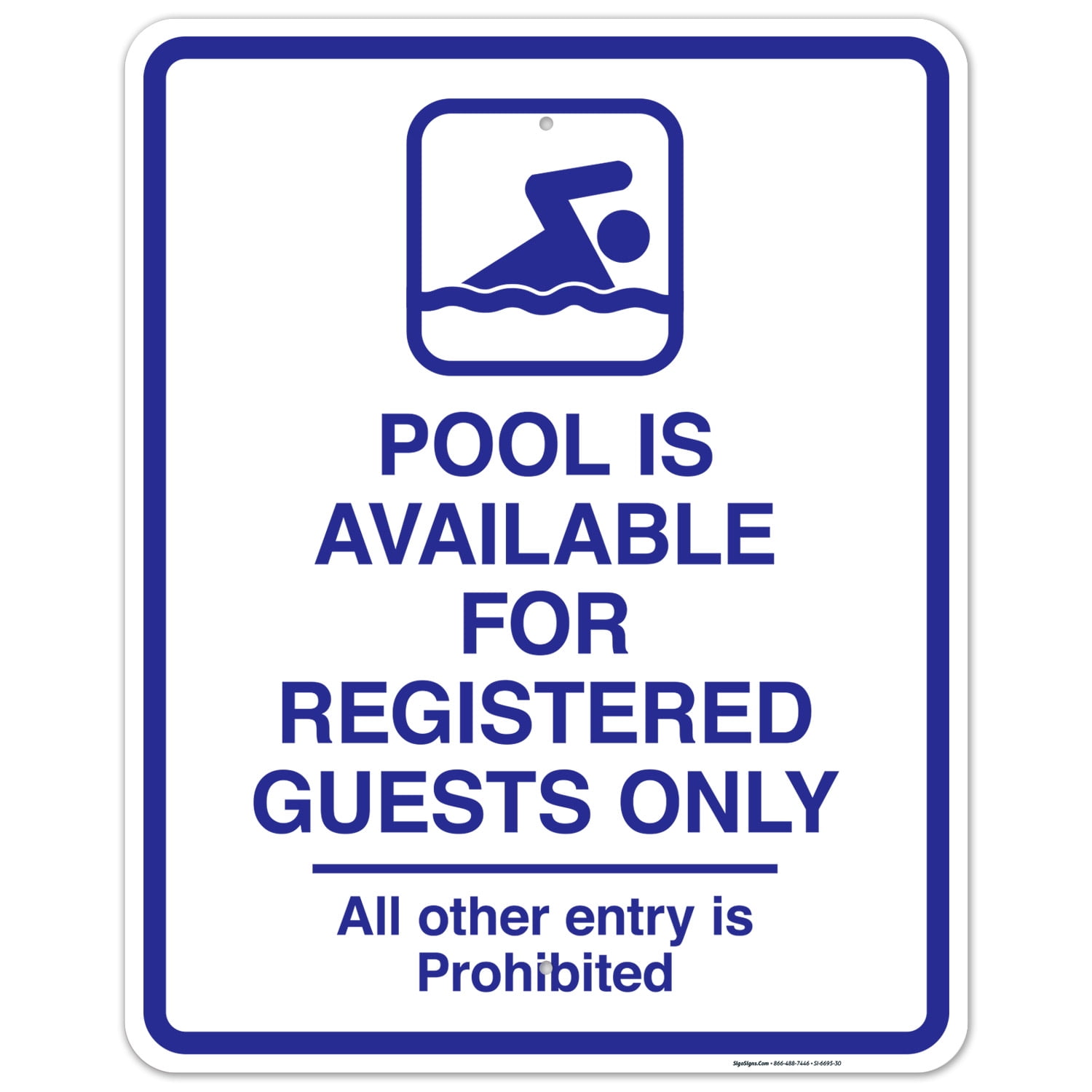 Pool Is Available For Registered Guests Only Sign, Pool Sign, - Walmart.com