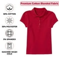 3-Pack Girl's 3-Button Short Sleeve Stretch Pique Polo Shirts School ...
