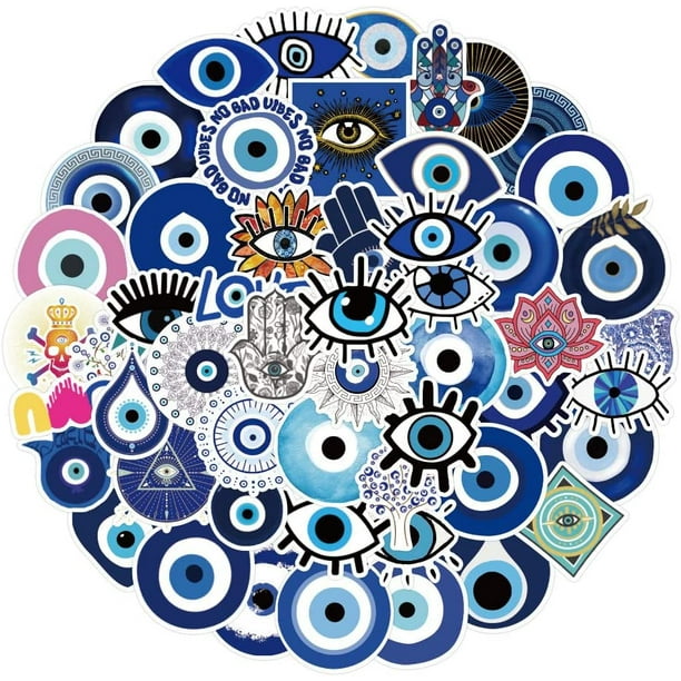 Rejoiety 50PCS Evil Eyes Stickers,Vinyl Waterproof Blue Eyes Decal for ...