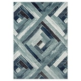 Luxe Weavers Modern Farmhouse Geometric Blue 2x3 Area Rug, Rustic Wood ...