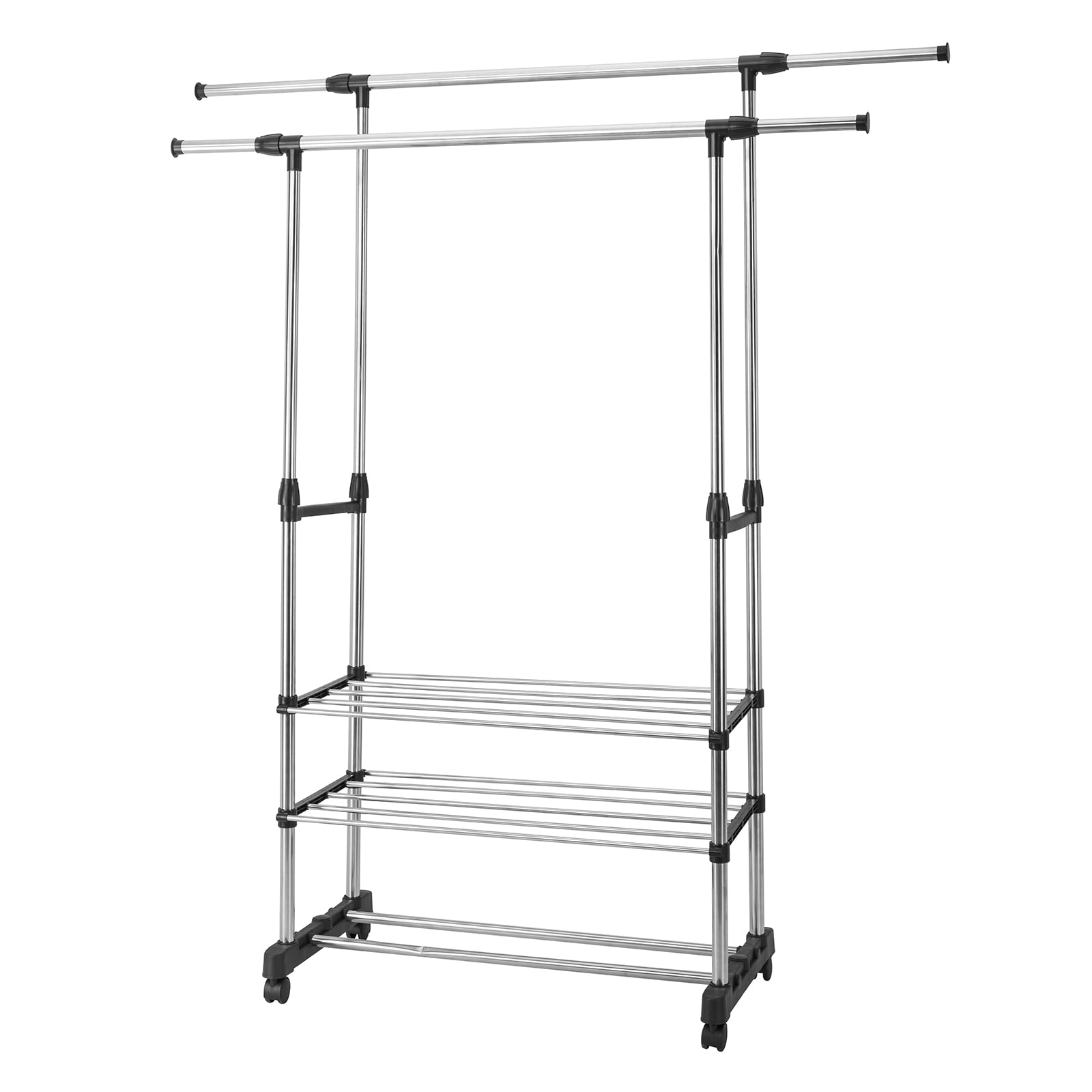 EasingRoom 3 Tier Double Rack Rolling Garment Rack Hanger Rail ...
