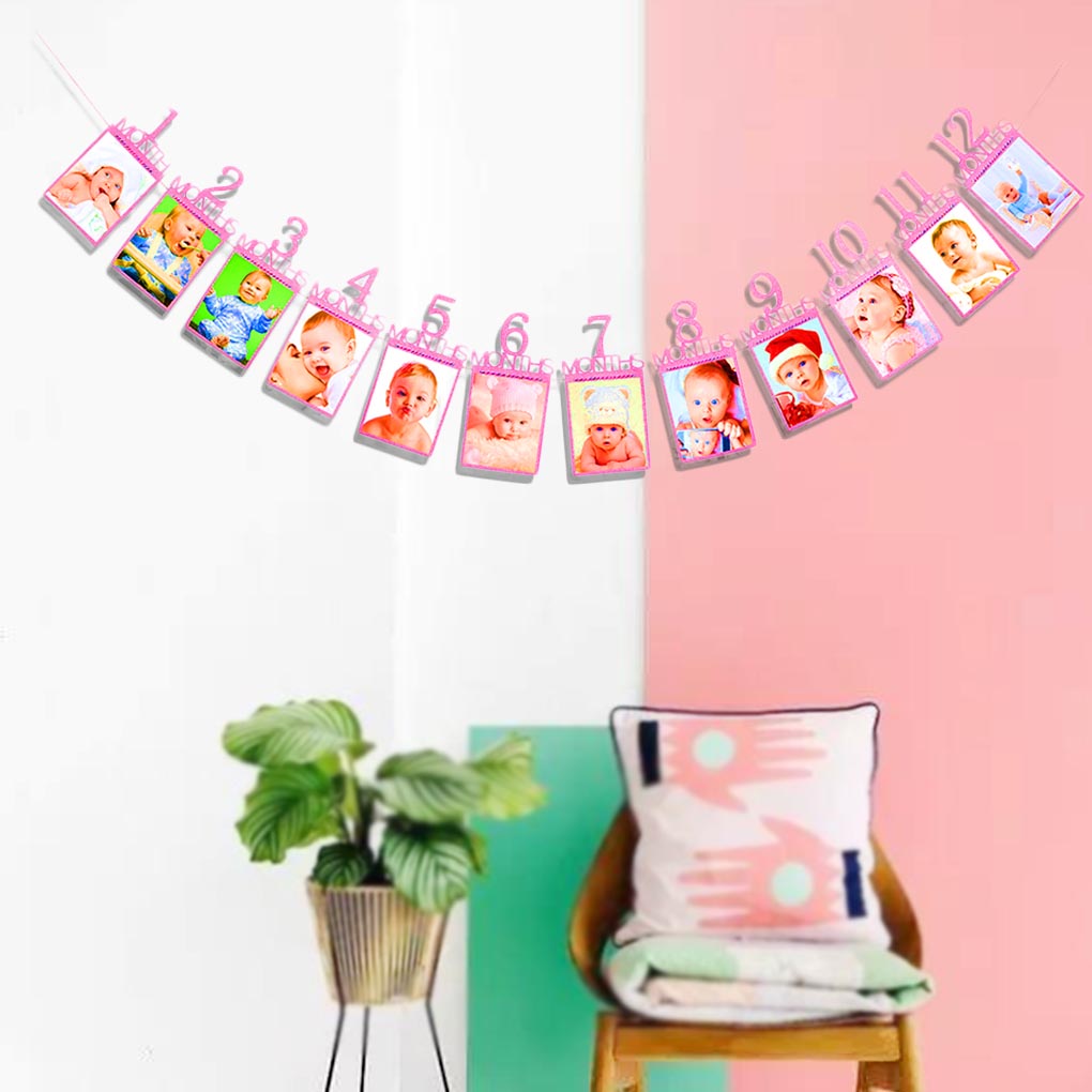 Teepee Photo Banner First Birthday 1-12 Months Banner Gold and Mint ...
