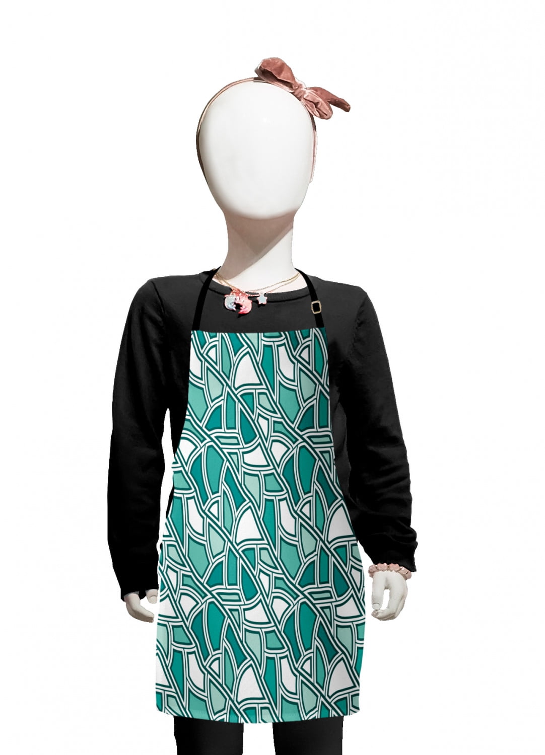Geometric Kids Apron, Retro Style Tile Pattern Illustration of Solid ...
