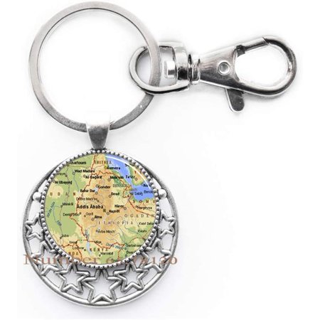 Ethiopia map Key Ring,Ethiopia map Keychain,African Key Ring,Map ...