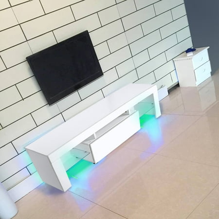 TV Cabinet, Industrial TV Table Stand Unit Entertainment Stand With LED ...