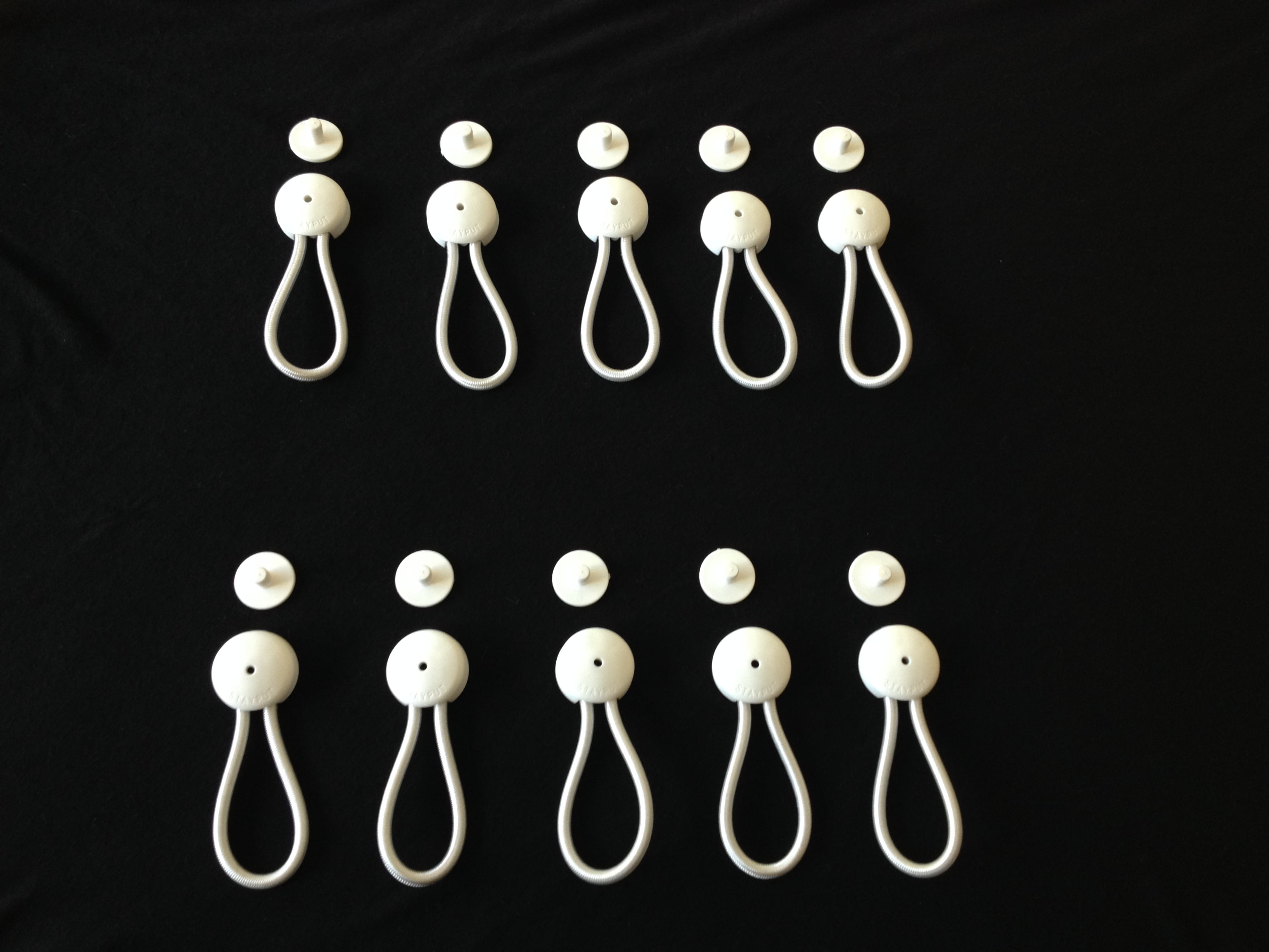 Stayput 8" White Shock Cord & Fastener, 10 Pack - Cord Length is 8" End ...