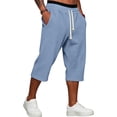 ADSSDQ Men's Waffle Capri Pant Baggy Below Knee Summer Sweat Short ...