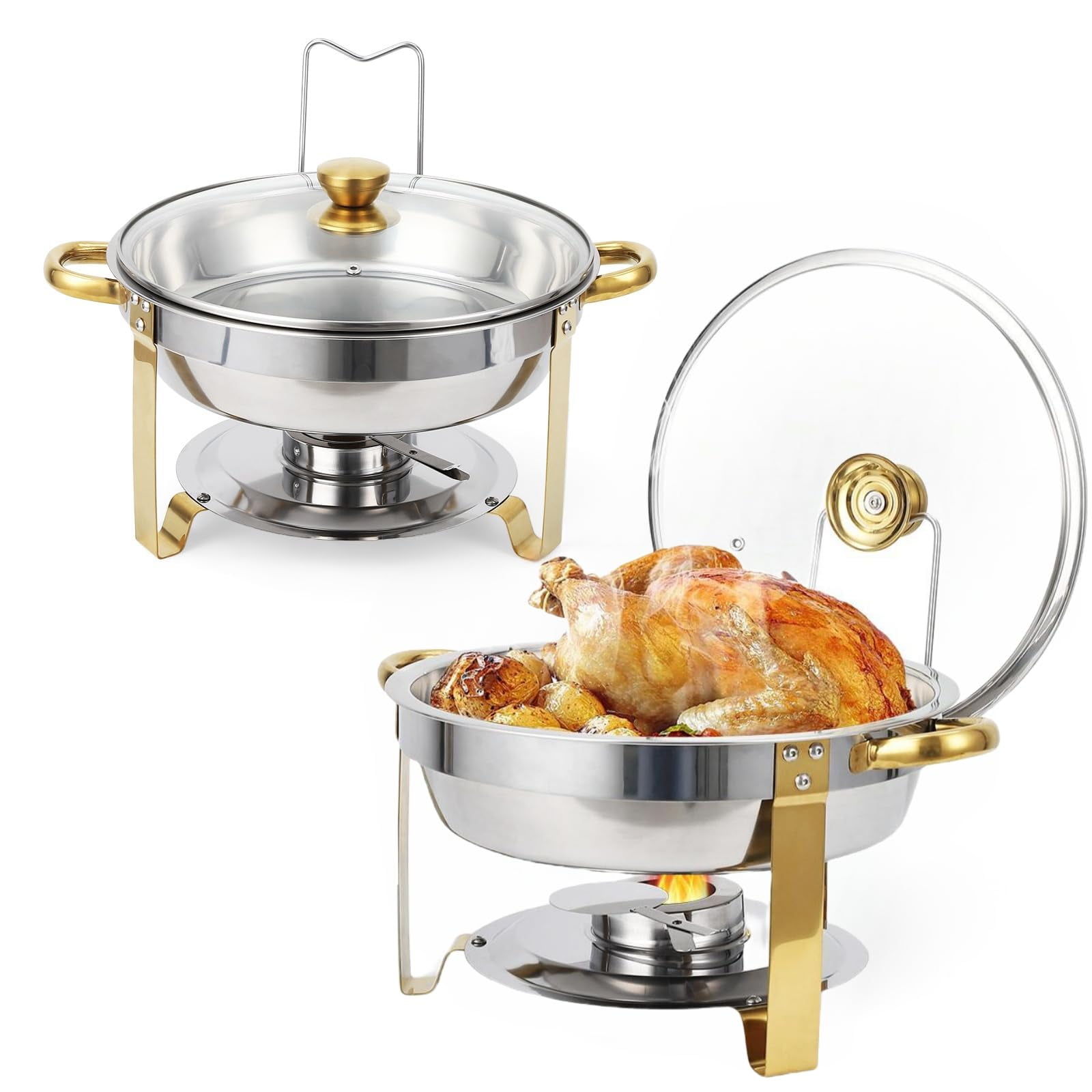 Click here for Akdsteel Chafing Dish Buffet Set Of 2  5qt Round C... prices