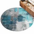 Abstract Teal Gray Color Block Round Rug 5ft Retro Shabby Wall Texture ...