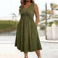 Ayolanni Solid Color Dresses for Women Casual V-Neck Long A-Line Dress ...