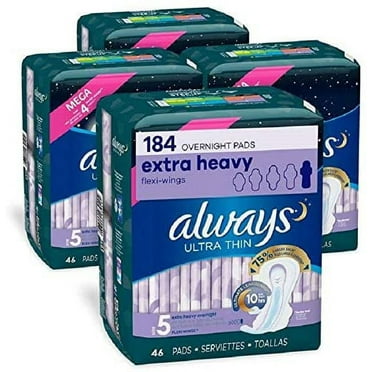 Always Maxi Size 4 Overnight Pads with Wings, Unscented, 28 Count HSA ...