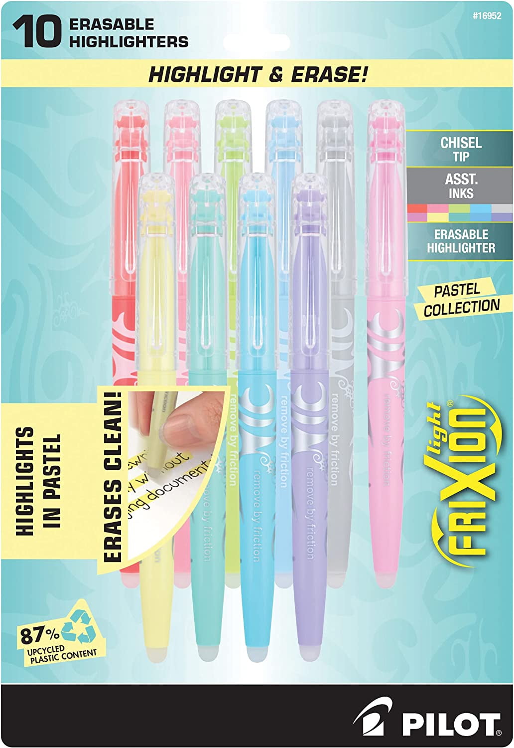 Pilot Frixion Light Pastel Collection Erasable Highlighters, Chisel Tip ...