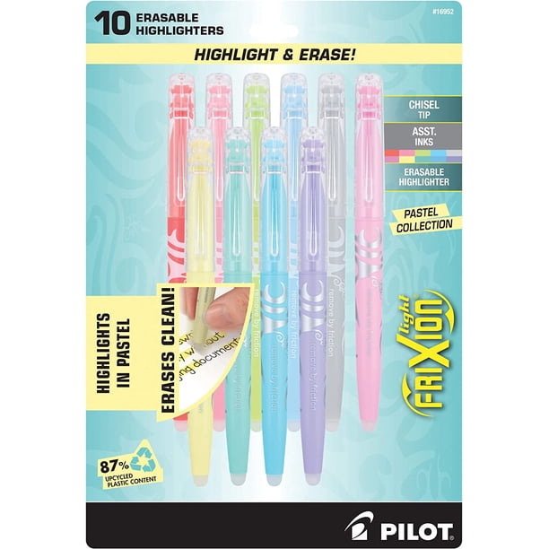Pilot Frixion Light Pastel Collection Erasable Highlighters, Chisel Tip ...
