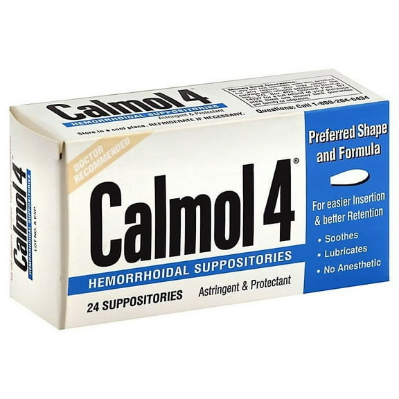 ResiCal Calmol 4 Hemorrhoidal Suppositories, 24 Count HSA/FSA Eligible ...