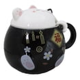 Black Maneki Neko Beckoning Lucky Cat Mug Cup With Kitty Lid And ...