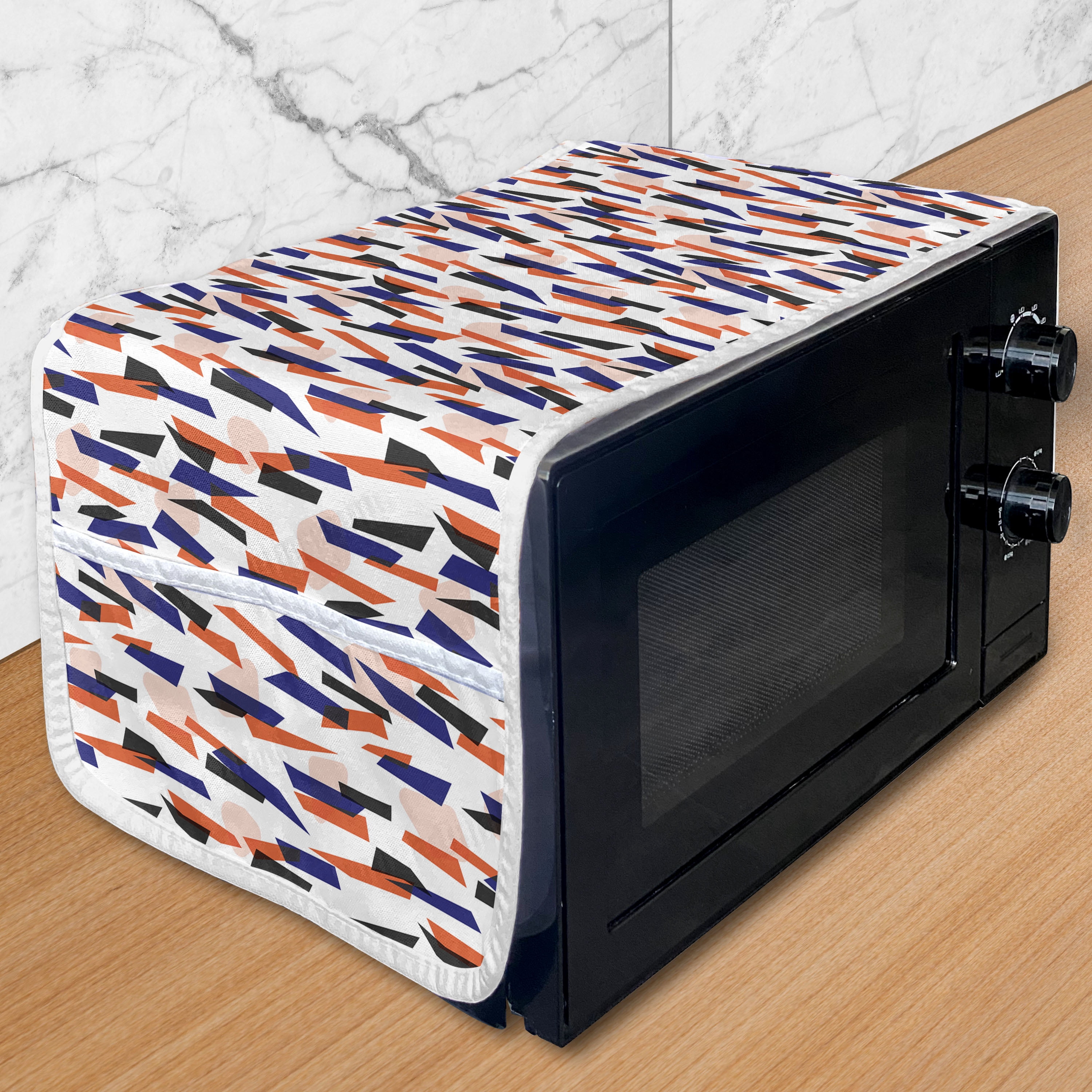 Navy Orange Microwave Oven Cover, Modern Design Memphis Art Inspired ...
