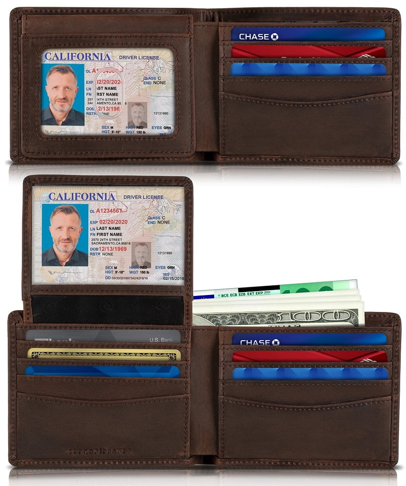 SERMAN BRANDS 2 ID Window Wallet for Men | RFID Blocking | Premium Full ...