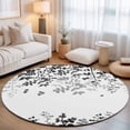 Black Gradient Leaf 6ft Non Slip Round Area Rug Rustic Eucalyptus ...