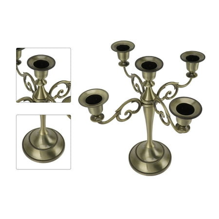 5 Arm Candlestick Holder, 10.2 Inch Golden Silver Candelabra, Retro ...