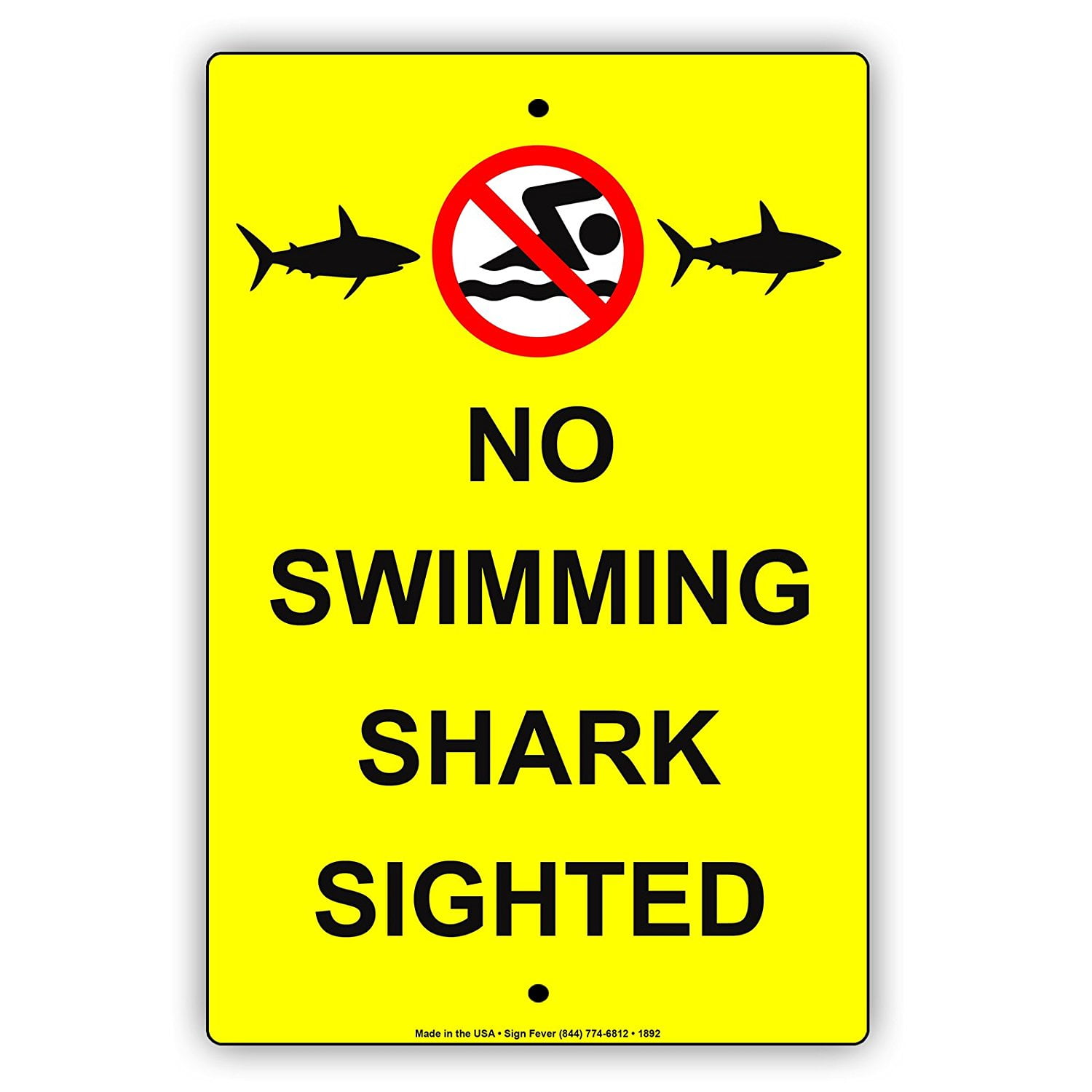 No Swimming Shark Sighted With Graphic Restriction Prohibition Alert ...