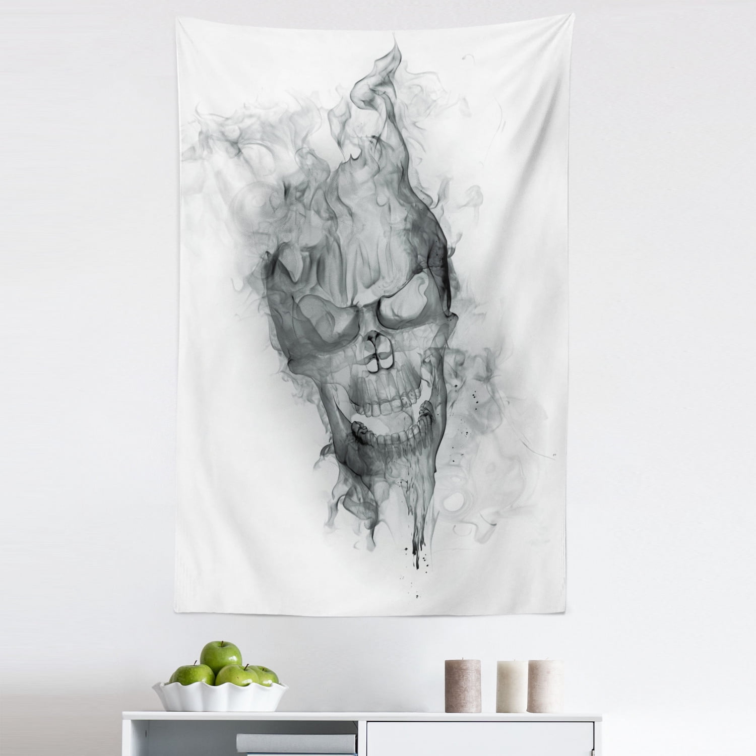 White Tapestry, Contemporary Illustration of Smokey Grungy Dark Horror ...