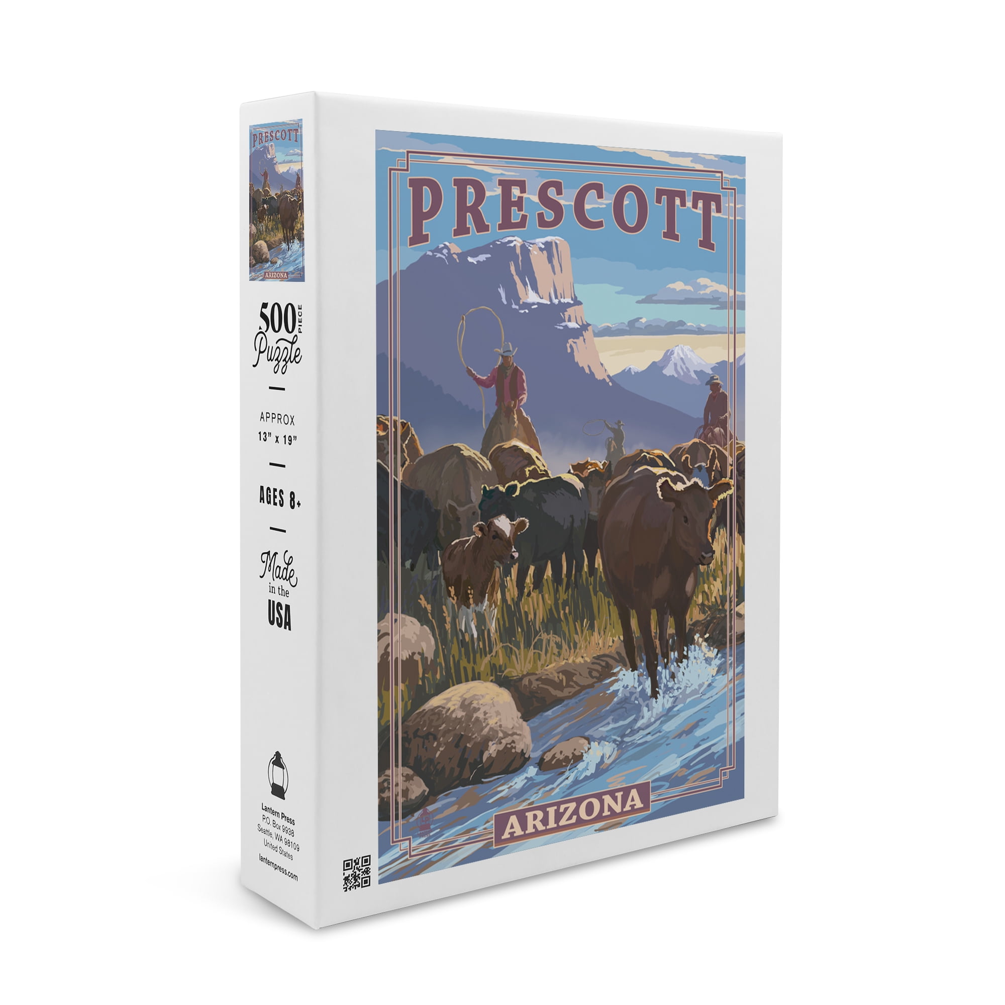 Prescott, Arizona, Cowboy Cattle Drive Scene (19x27 inches, Premium 500 ...