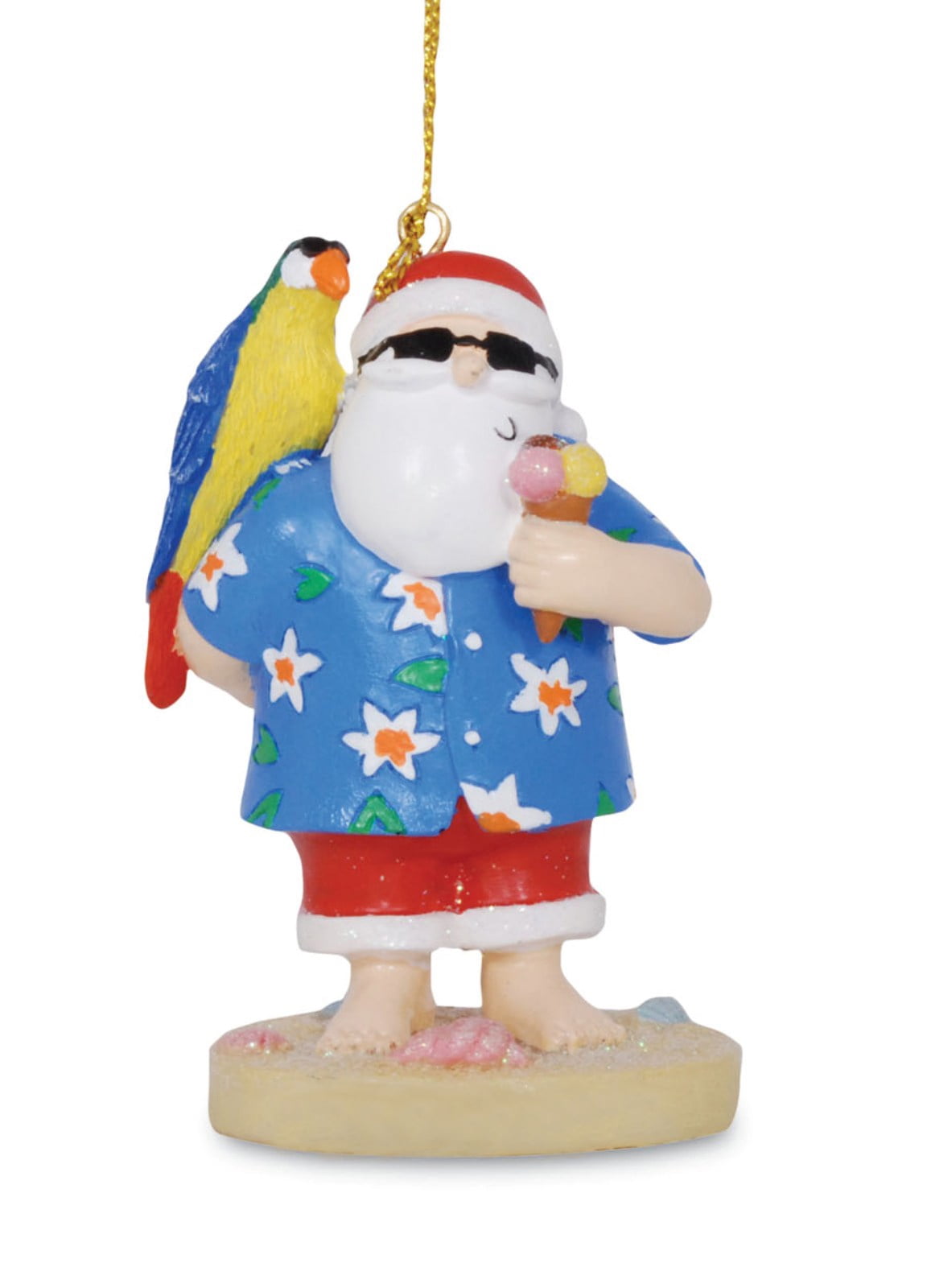 Coastal Tropical Beachy Santa with Parrot Resin Christmas Holiday ...