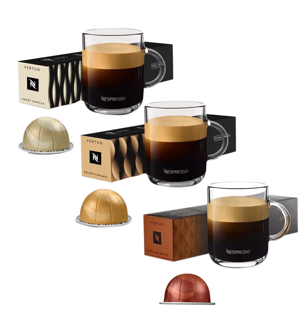 30 Cápsulas de cafe Vertuo Vanilla / hazelnut / goldencaramel | Walmart ...