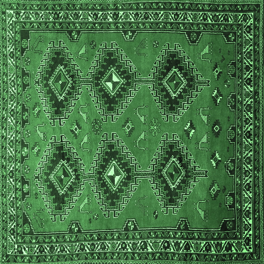 Ahgly Company Indoor Square Persian Emerald Green Traditional Area Rugs ...