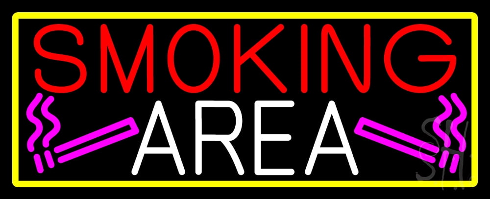 Smoking Area And Cigar With Yellow Border LED Neon Sign 10 x 24 ...